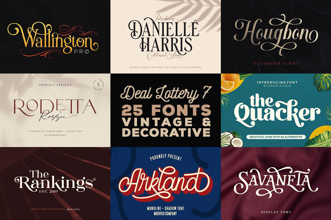 Deal Lottery 7 - 25 Vintage Fonts - Dealjumbo