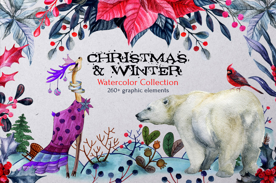 Christmas & Winter Watercolor Collection - Dealjumbo