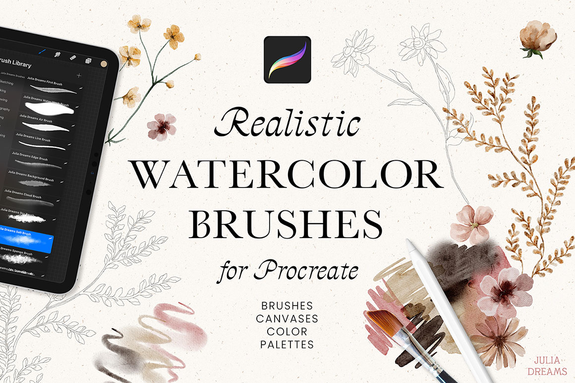 Real Watercolor Procreate Brushes - Dealjumbo