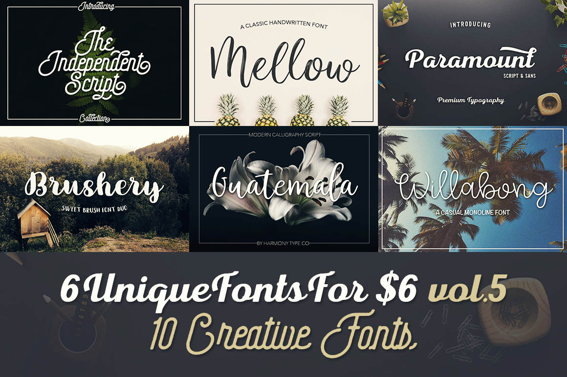 6 Unique Fonts For $6 Volume 5 - Dealjumbo
