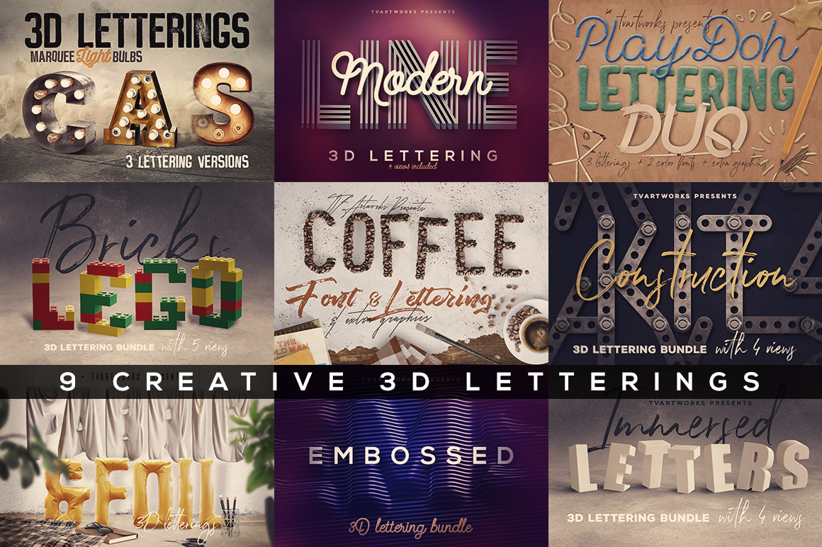9 Creative 3D Lettering Sets - Dealjumbo