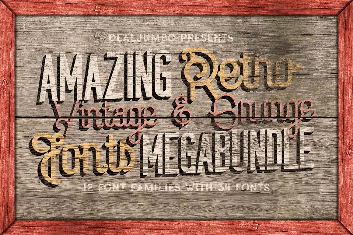Retro, Vintage & Grunge Fonts Megabundle - Dealjumbo
