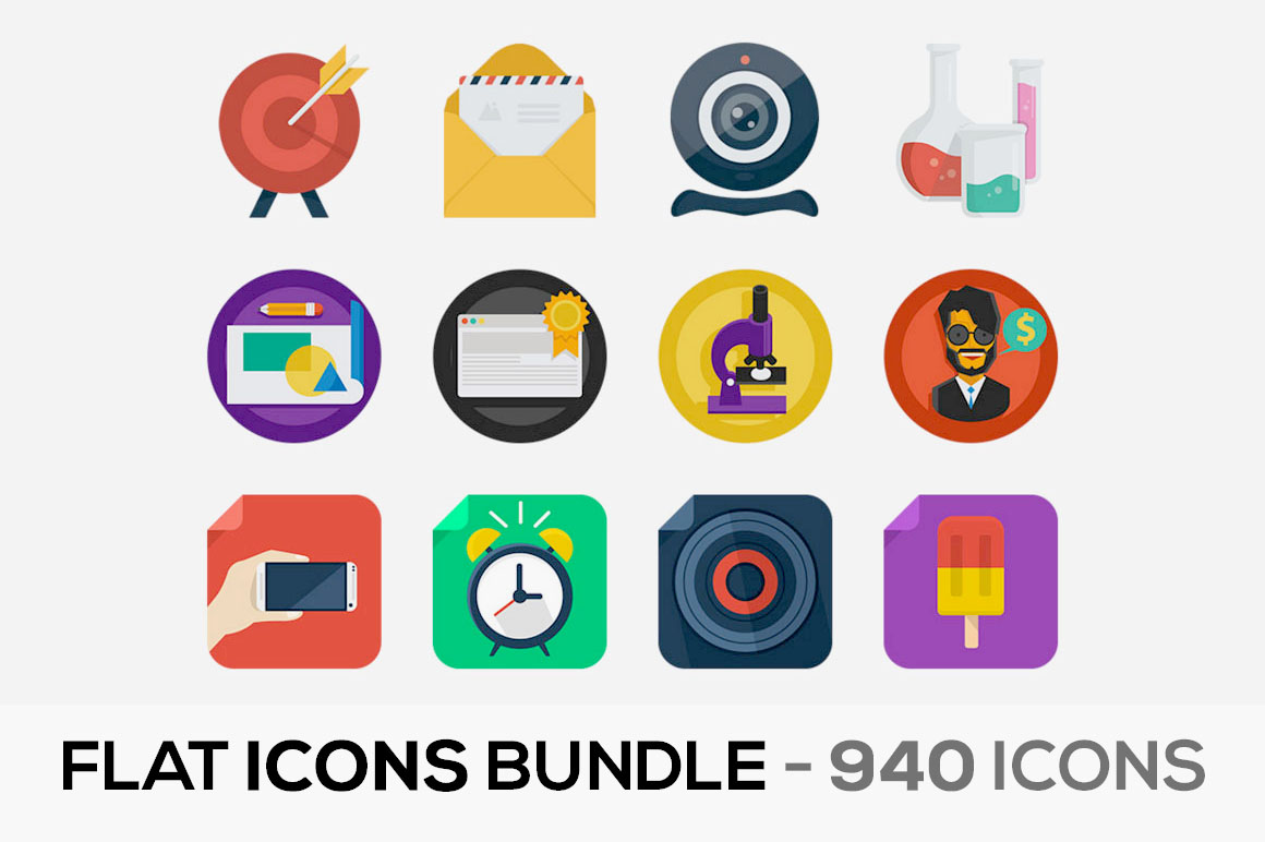 Flat Icons Bundle - 940 Icons - Dealjumbo