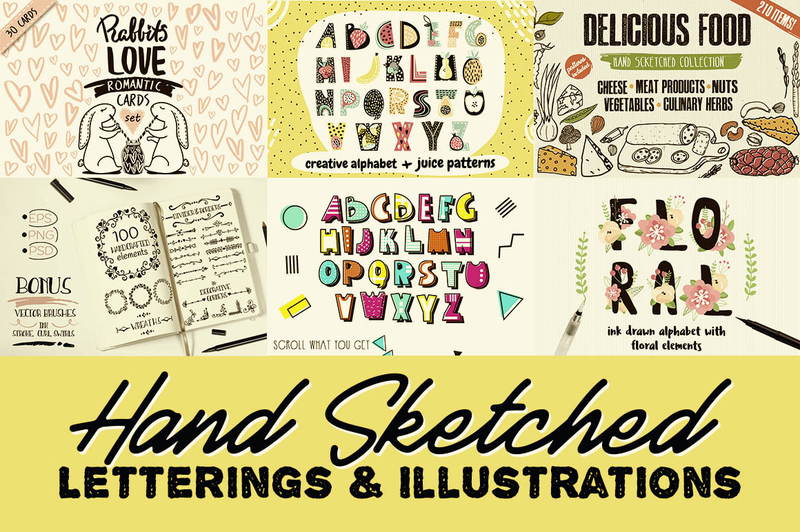 Hand Sketched Letterings & Illustrations - Dealjumbo