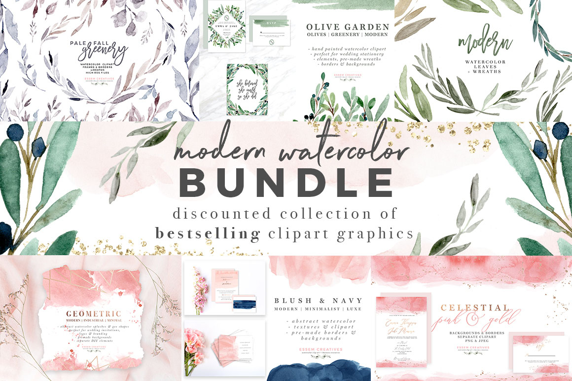 Modern Watercolor Bundle - Dealjumbo