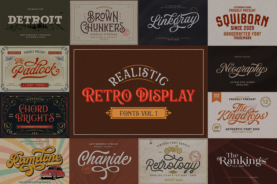 Realistic Retro Display Fonts Vol.1 - Dealjumbo