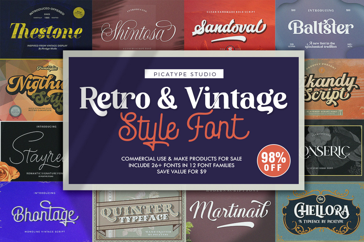 Retro & Vintage Style Fonts - Dealjumbo