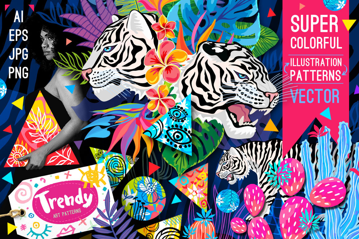 Super Colorful Illustrations & Patterns - Dealjumbo