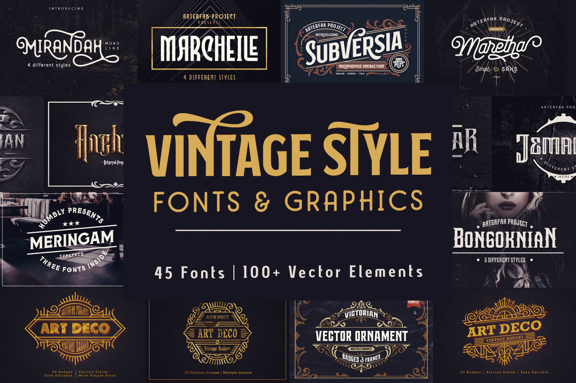 Vintage Style Fonts & Graphics - Dealjumbo