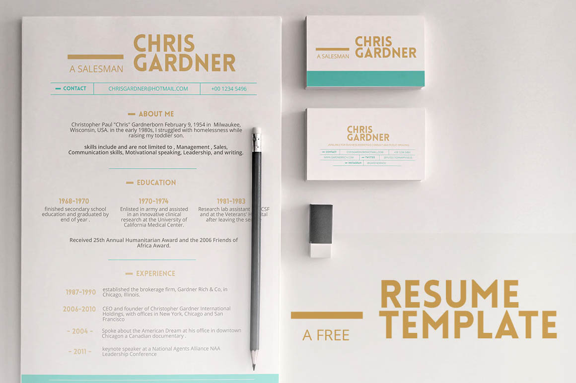 Free Minimalistic Resume & Cards - Dealjumbo