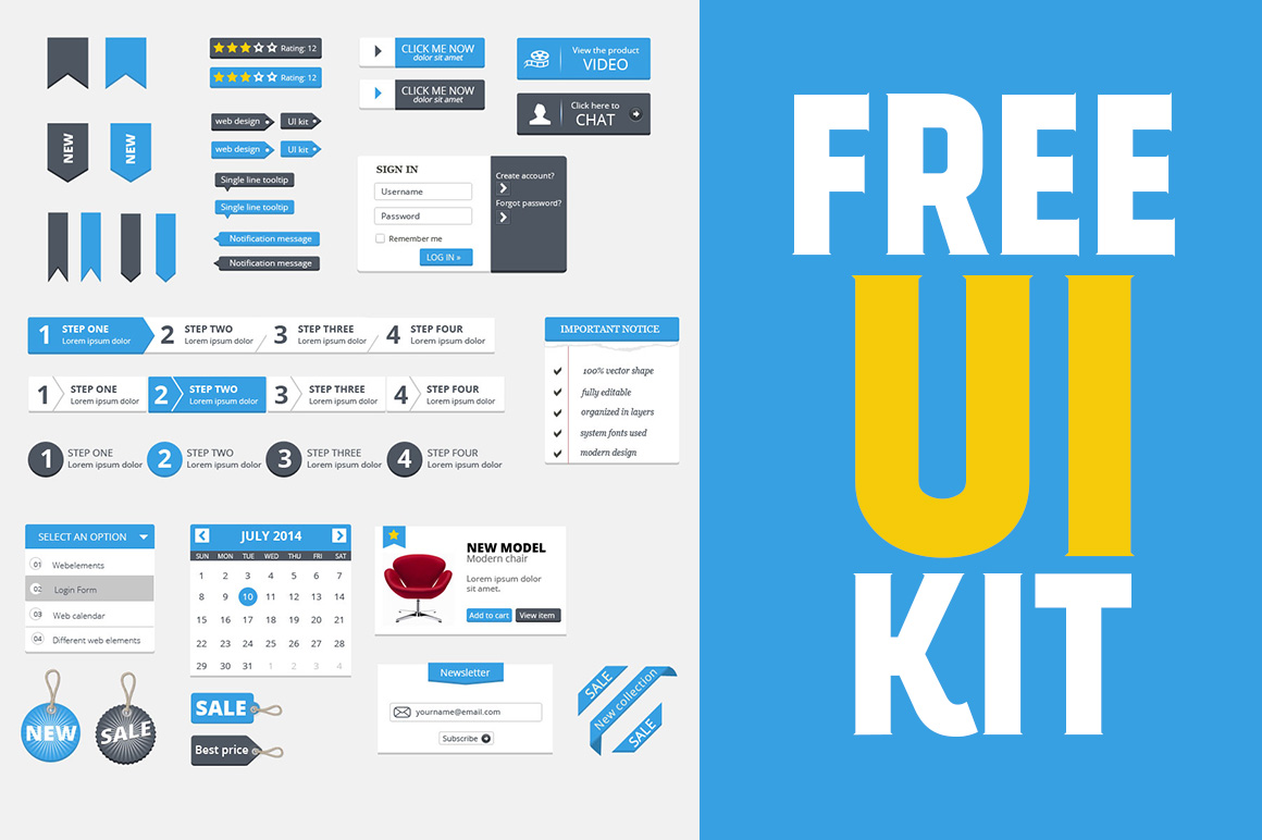 Free Clean UI Kit - Dealjumbo